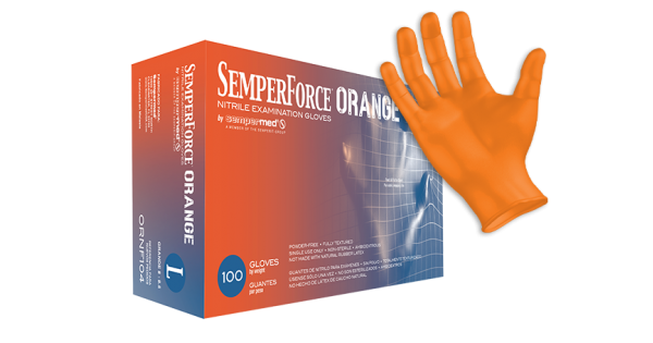 SemperForce Orange Nitrile Exam Gloves